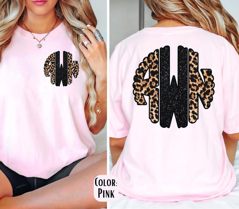 Leopard Print Monogrammed T-shirt - Custom Initial Tee - Etsy