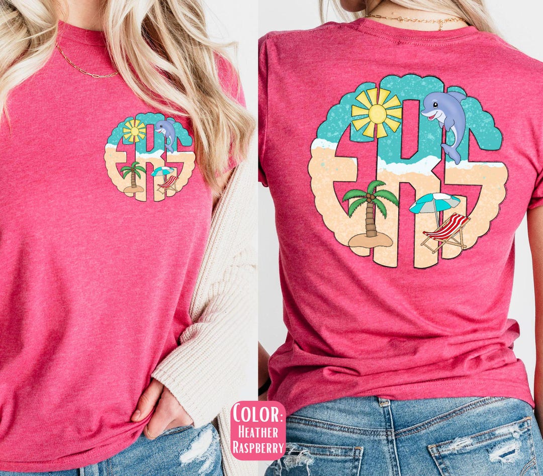 Cute Beach Monogrammed Shirt, Monogram Tshirt, Short Sleeve Custom Tee ...