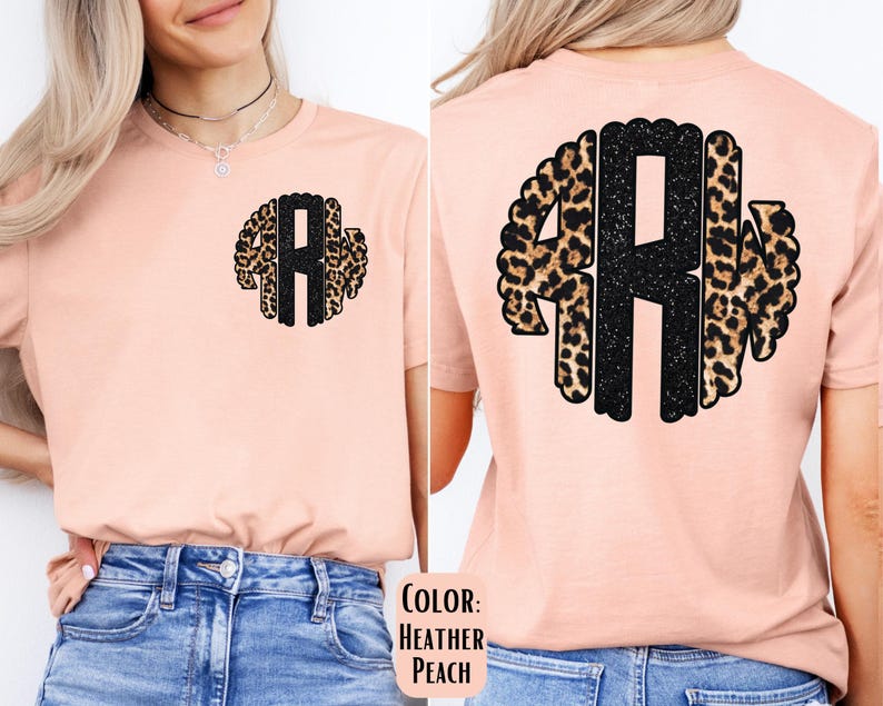 Leopard Print Monogrammed T-shirt - Custom Initial Tee - Etsy