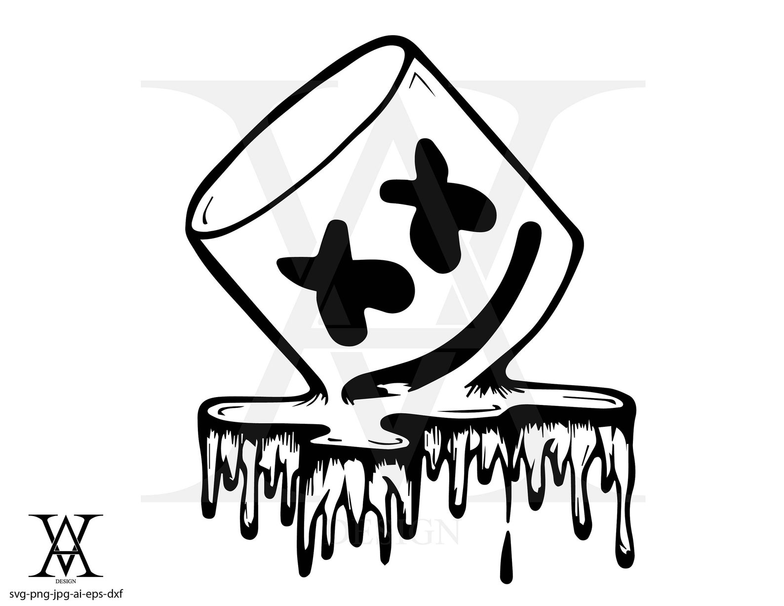 Dj marshmello cara silueta imágenes prediseñadas vector. | Etsy