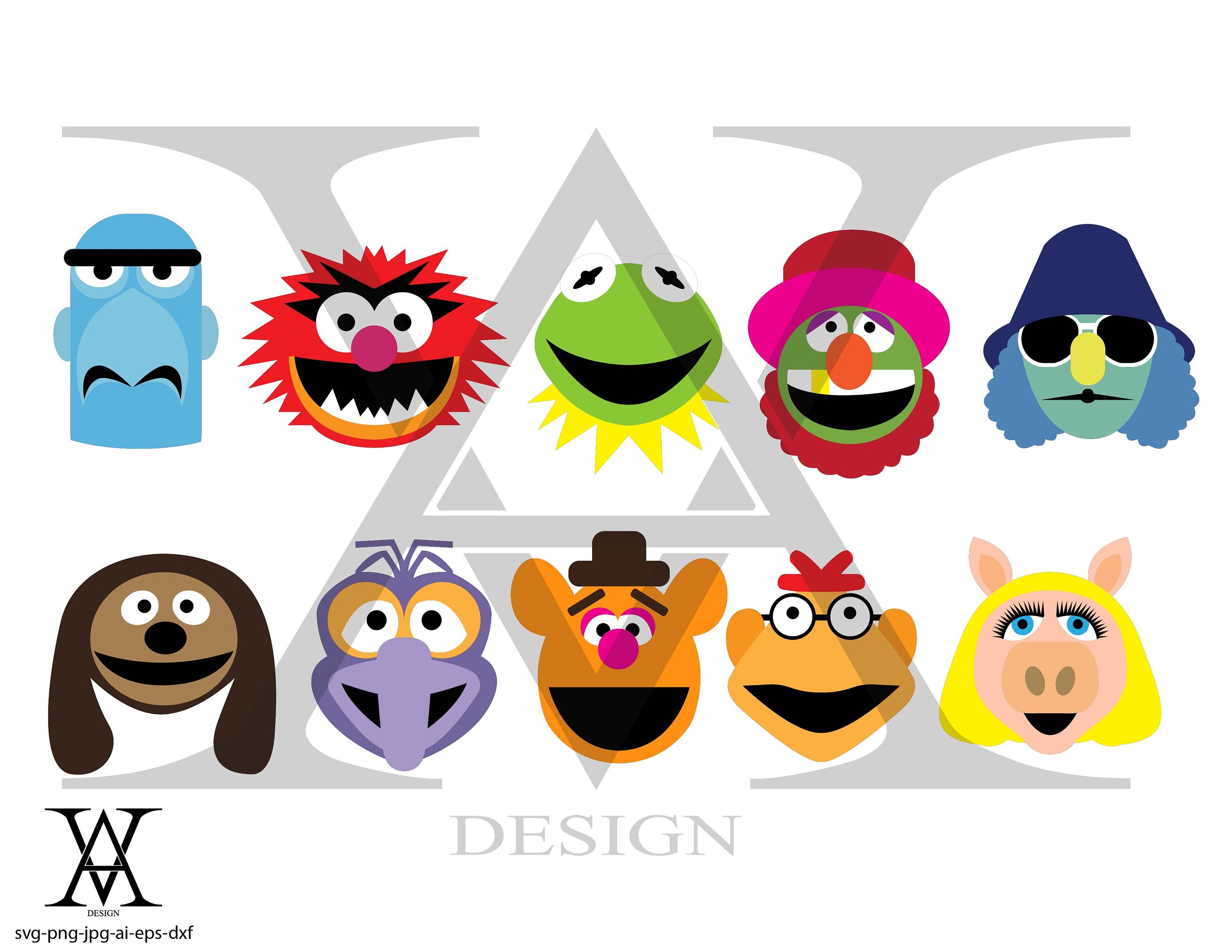 Muppets characters faces vector clipart. INSTANT DOWNLOAD | Etsy