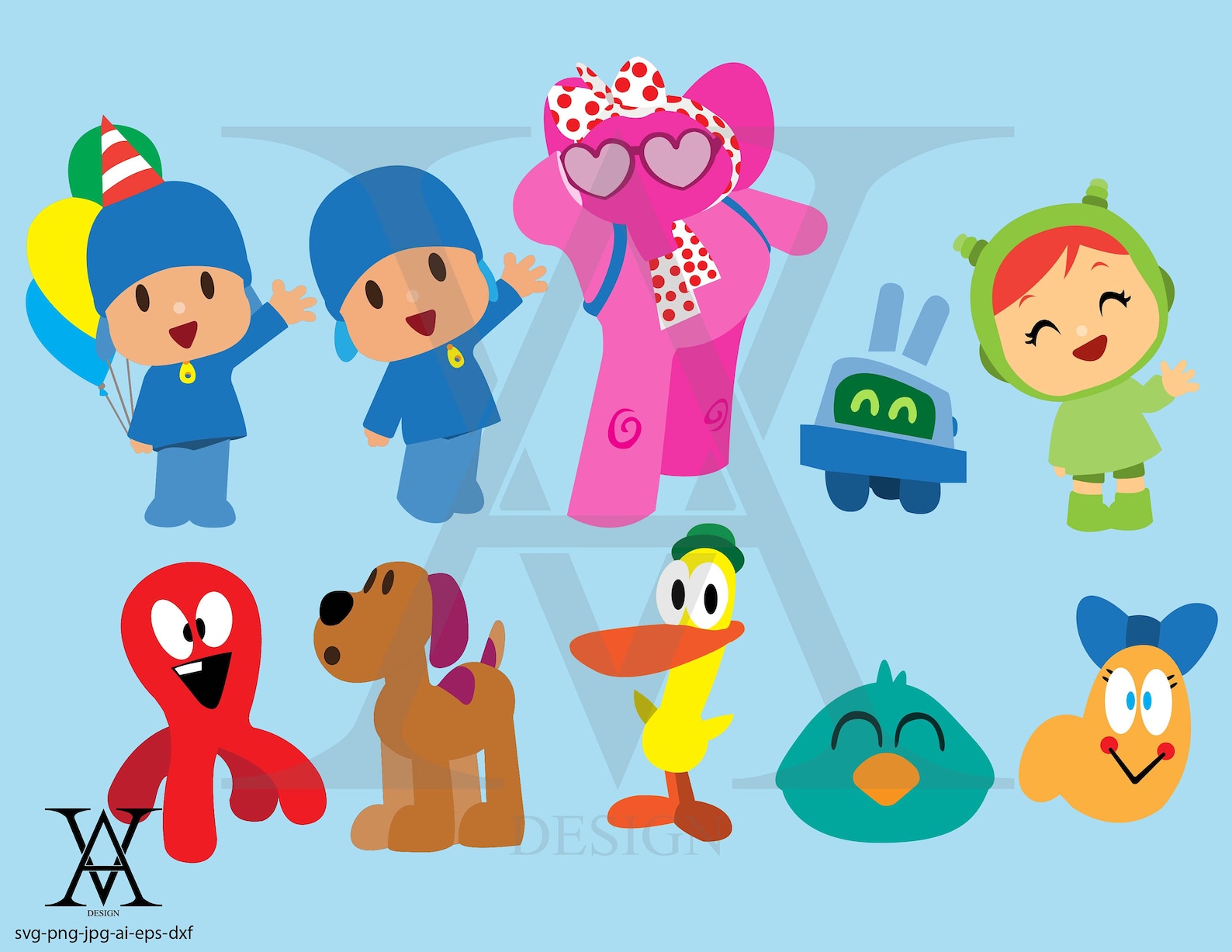 Pocoyo Characters Clipart Vector. INSTANT DOWNLOAD - Etsy