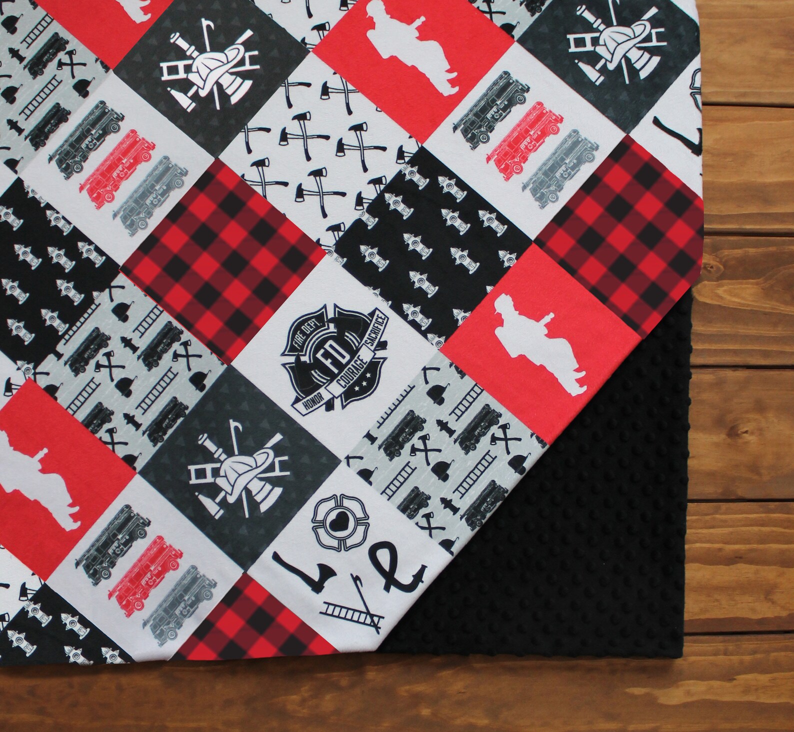 Firefighter Love Buffalo Plaid Personalized Minky Baby Blanket - Etsy