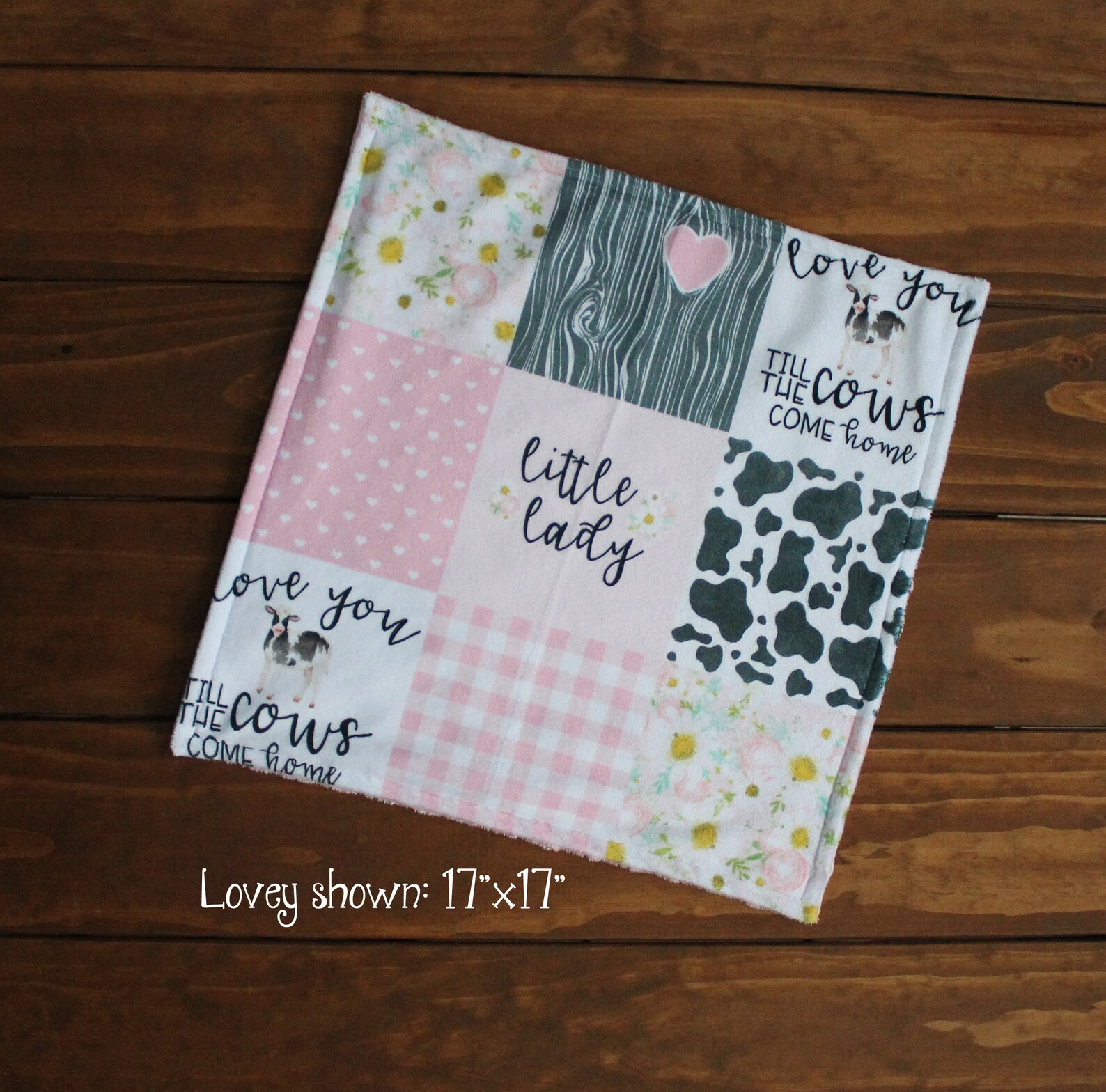 Pink Love You Till Cows Come Home Monogram Minky Baby Blanket Lovey ...