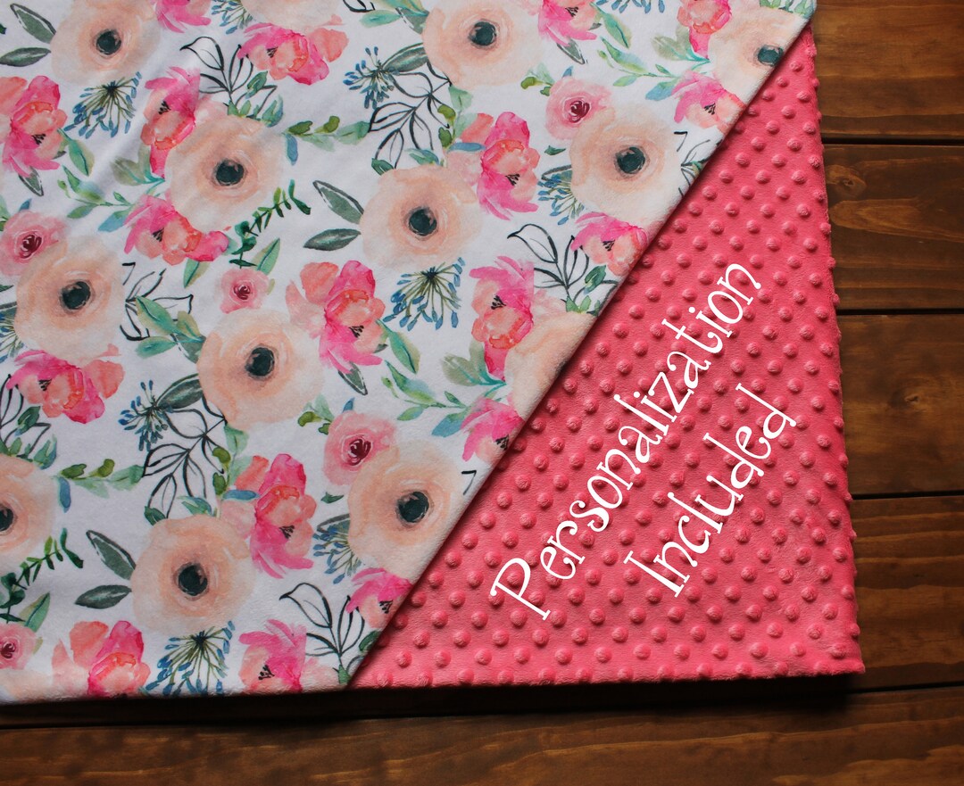 Floral Girl Monogram Blanket Lovey,peach Baby Blanket,personalized ...
