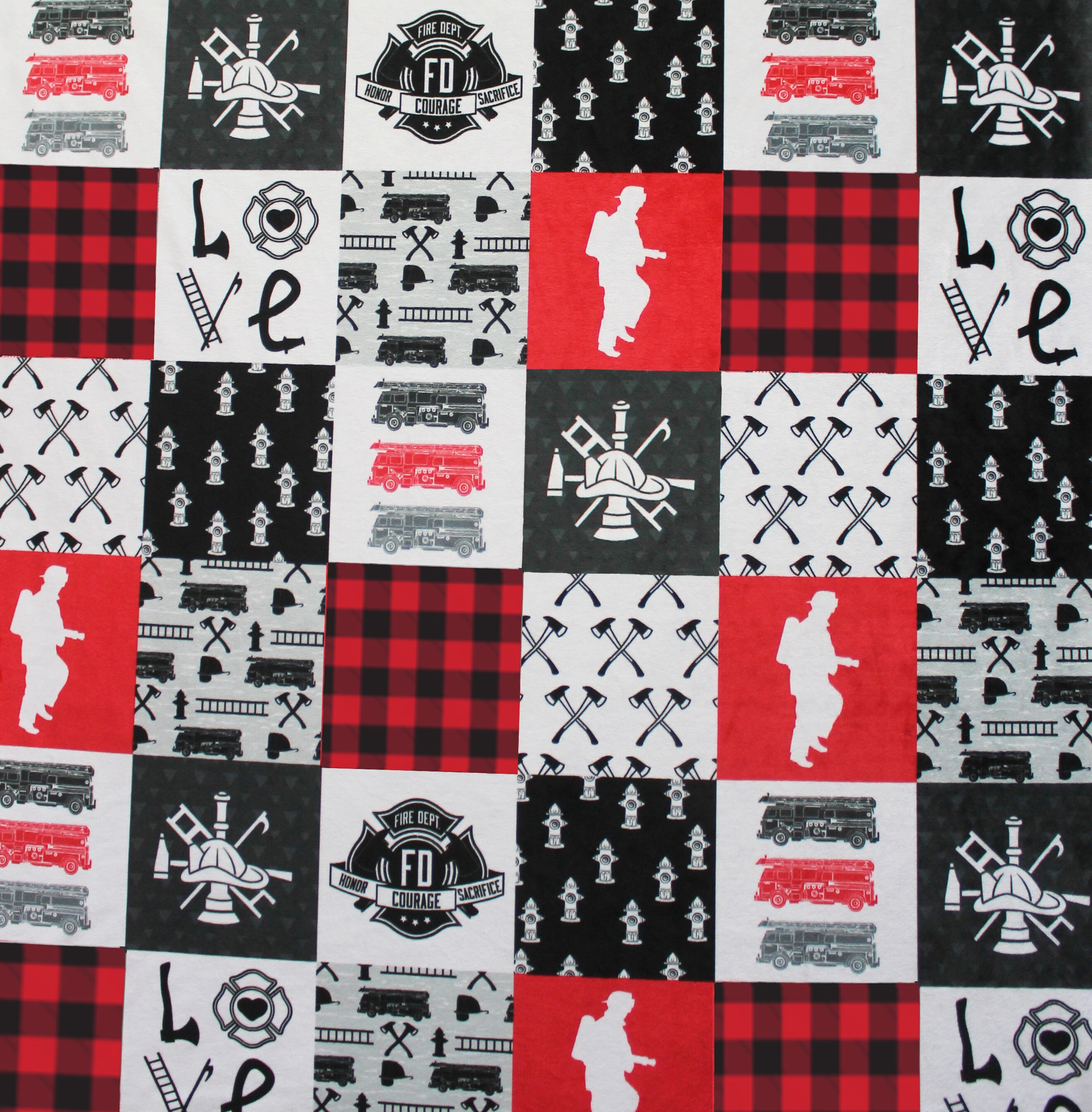 Firefighter Love Buffalo Plaid Personalized Minky Baby Blanket - Etsy