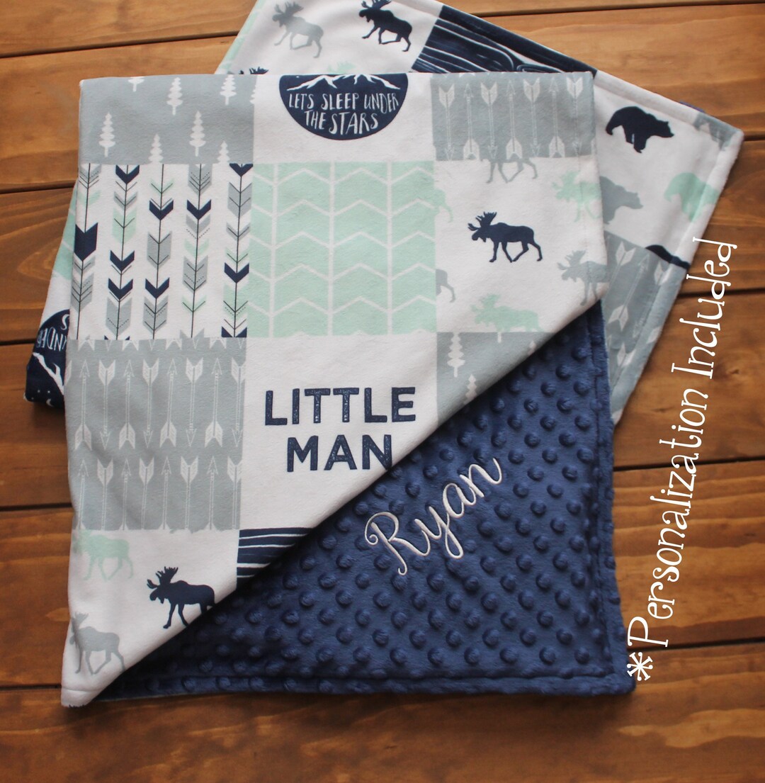 Little Man Blanket,personalized Minky Blanket,baby Shower Gift,navy ...