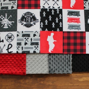Firefighter Love Buffalo Plaid Personalized Minky Baby Blanket - Etsy