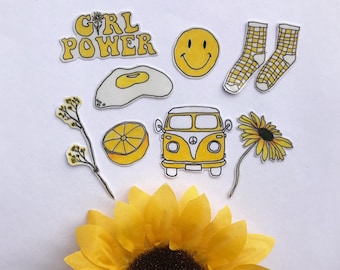 Yellow aesthetic stickers | Etsy