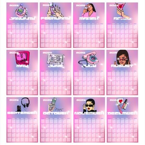 Printable 2025 Y2K Aesthetic Monthly Calendar – Retro 2000s-inspired ...
