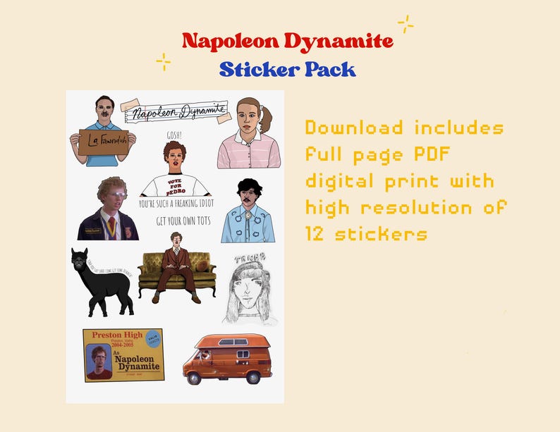 Napoleon Dynamite Sticker Pack | Digital Download | Printable - Etsy