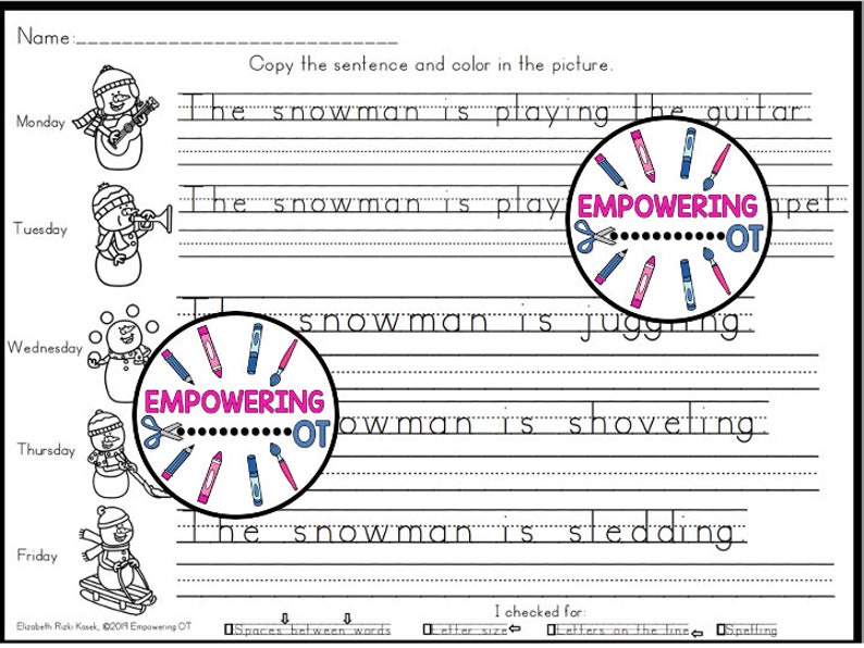 Year Long Daily Handwriting Practice SPED Occupational Therapy Sample ...