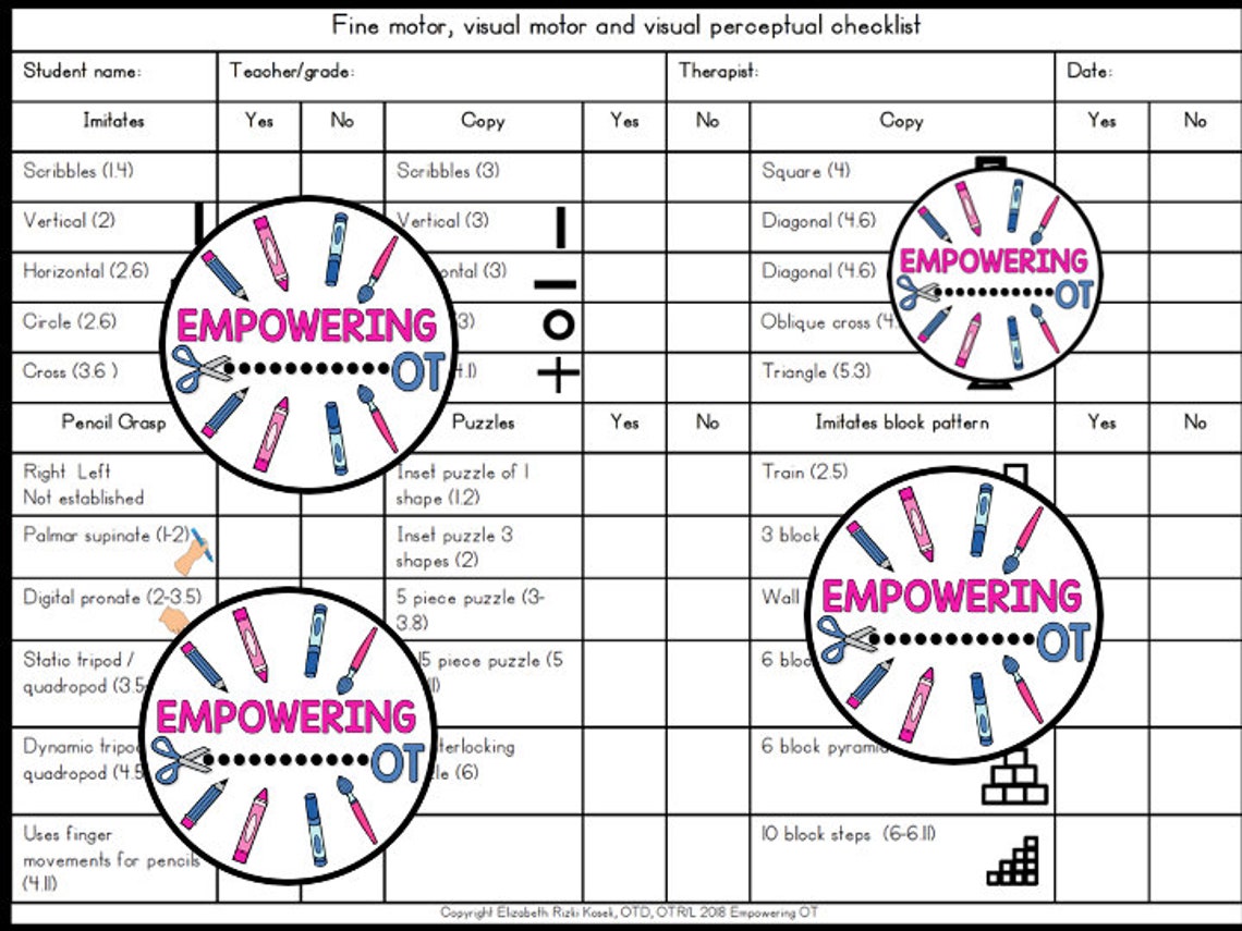 Occupational Therapy Pediatric Evaluation Developmental Milestones Fine ...