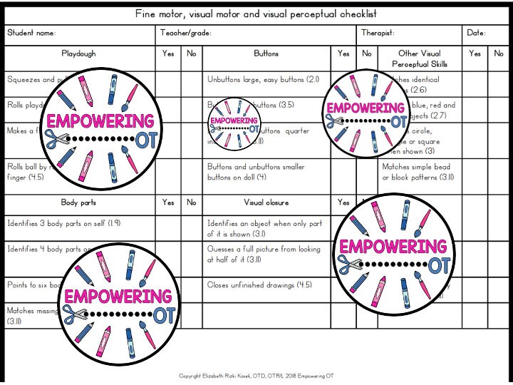Occupational Therapy Pediatric Evaluation Developmental Milestones Fine ...
