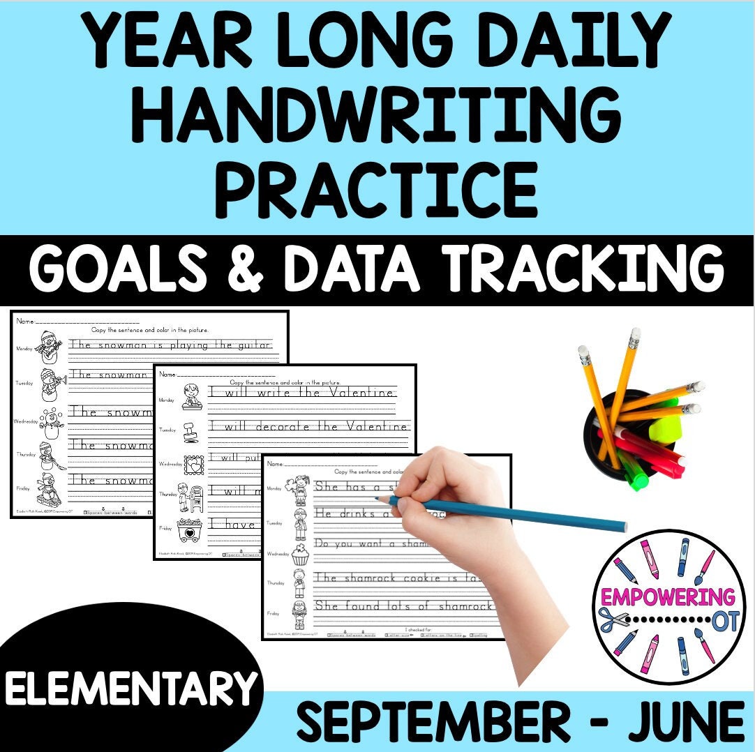 Year Long Daily Handwriting Practice SPED Occupational Therapy Sample ...