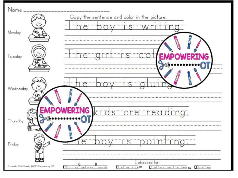 Year Long Daily Handwriting Practice SPED Occupational Therapy Sample ...