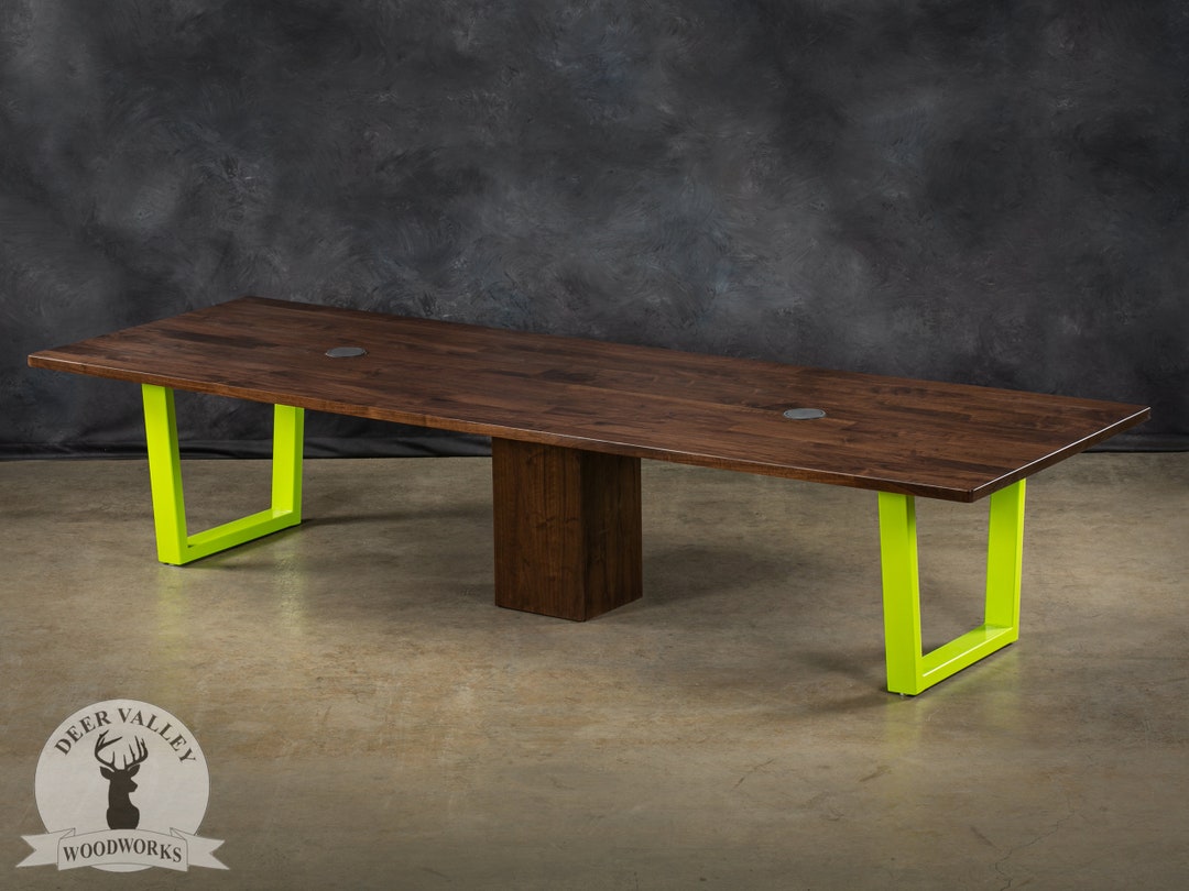 Walnut Office Table Industrial Conference Table Industrial Modern ...