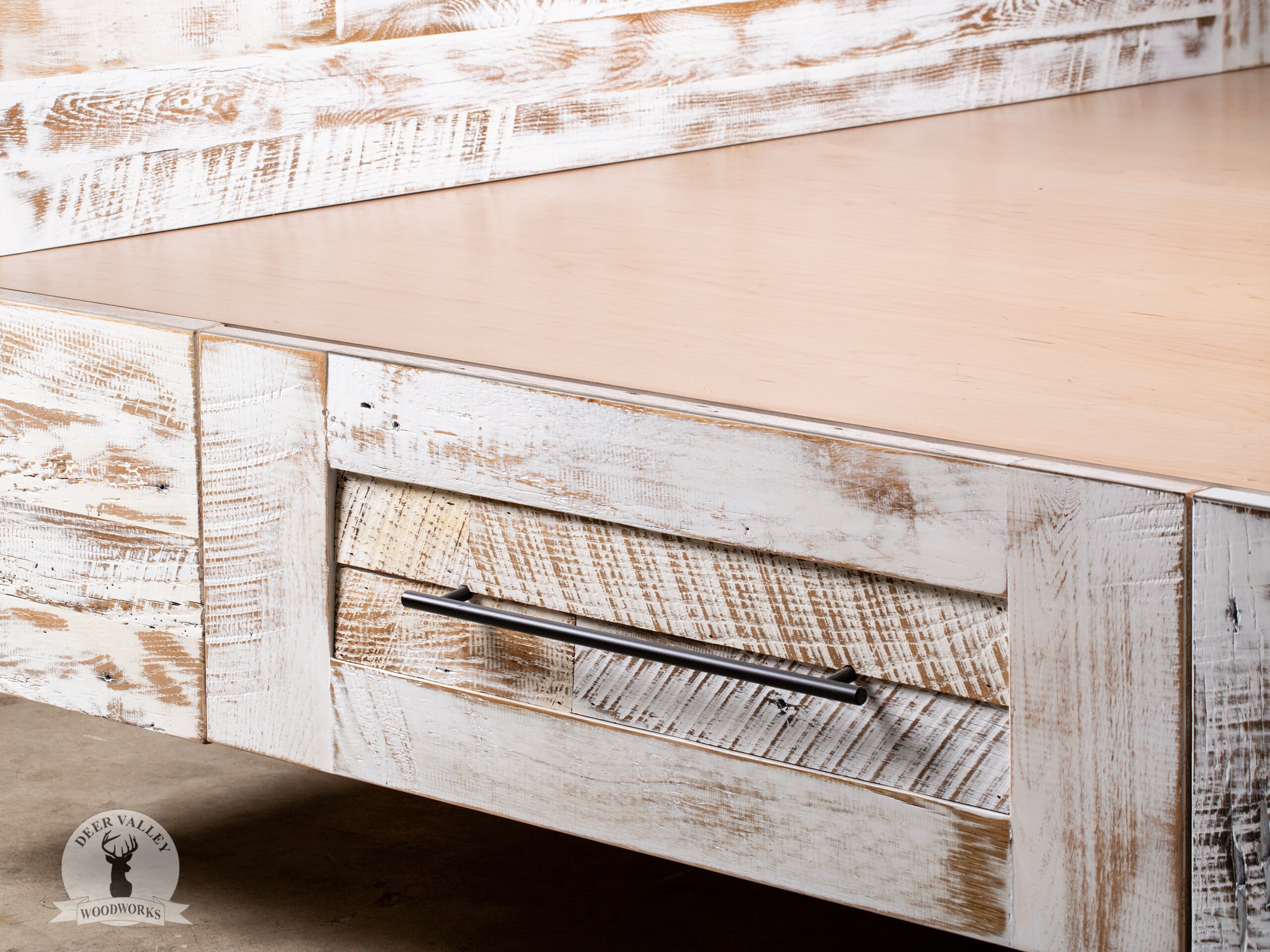 Distressed White Barnwood Platform Bed Set Rustic White - Etsy