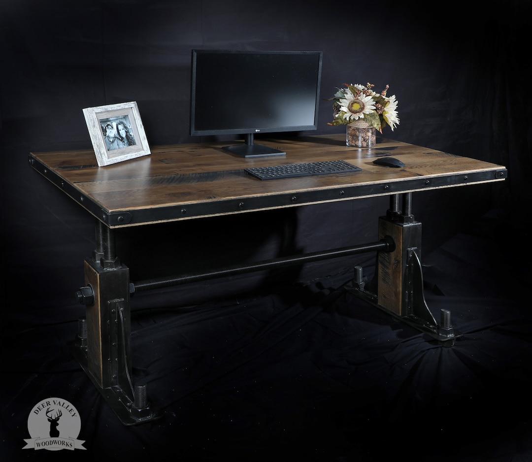 Industrial Modern Desk Reclaimed Wood Desk Executive Writing Desk ...