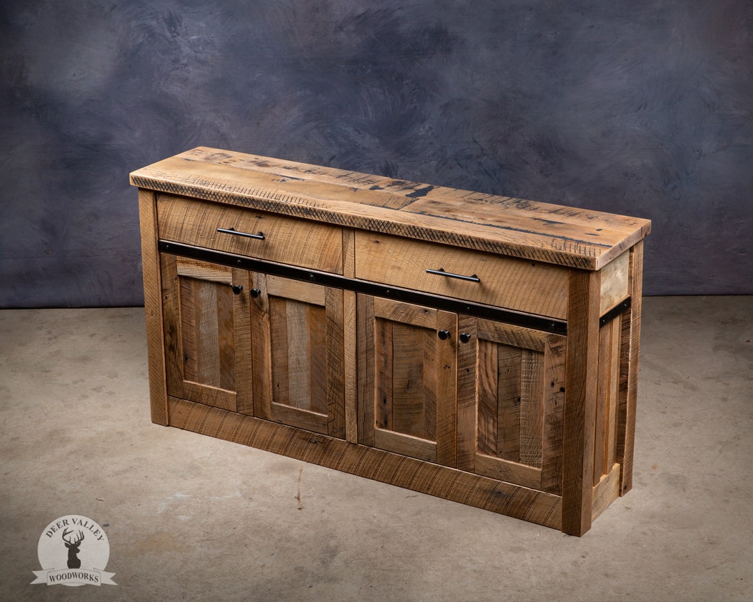 Barnwood Media Cabinet Reclaimed Wood Credenza Rustic Buffet Cabinet ...
