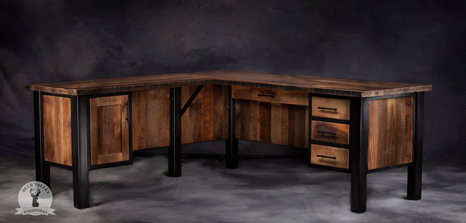 Reclaimed Wood L-shaped Computer Desk Rustic Corner Desk - Etsy