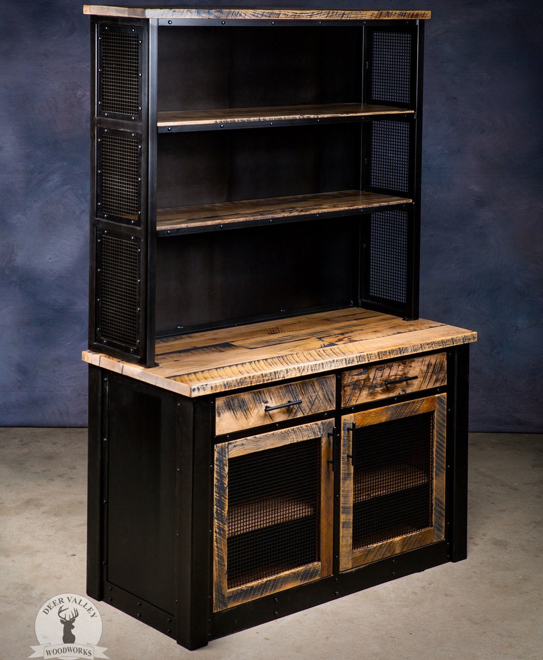 Industrial Hutch, Modern Industrial Hutch, Reclaimed Barnwood Hutch ...