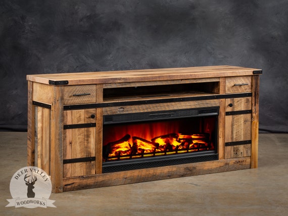 Fireplace Cabinet Barnwood Media Console Reclaimed Wood TV Stand TV Console Cabinet Rustic Fireplace Cabinet Entertainment Unit Etsy
