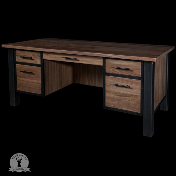 Black and wood office desk store