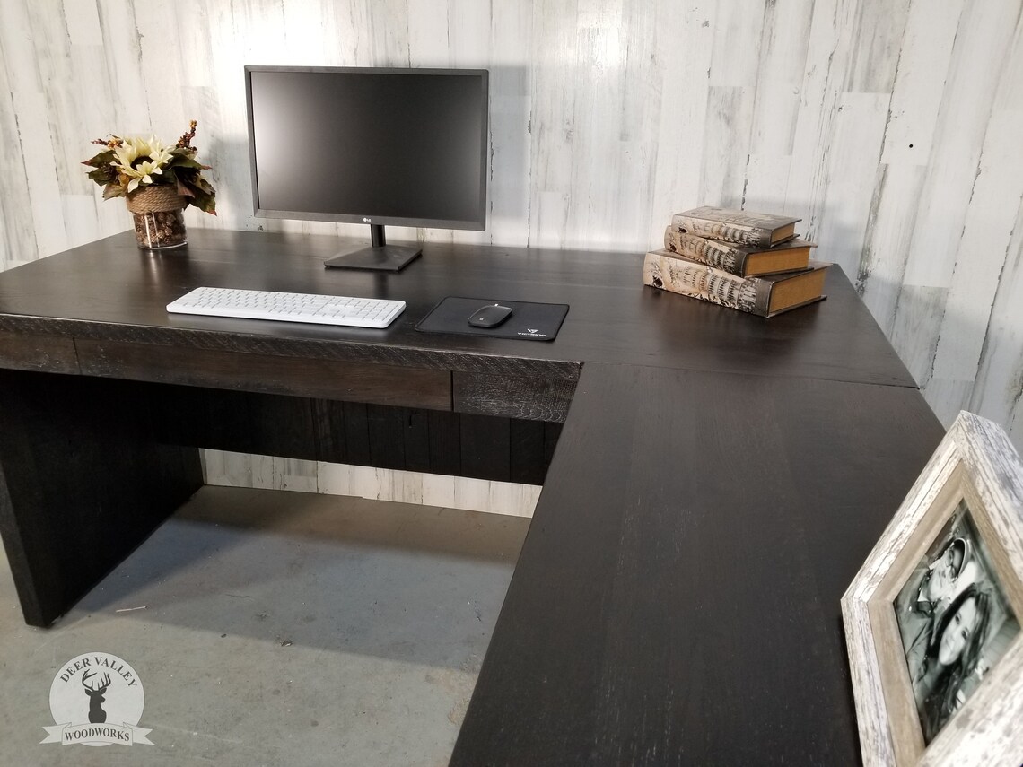 Reclaimed L-shaped Computer Desk Rustic Corner Desk Barnwood - Etsy