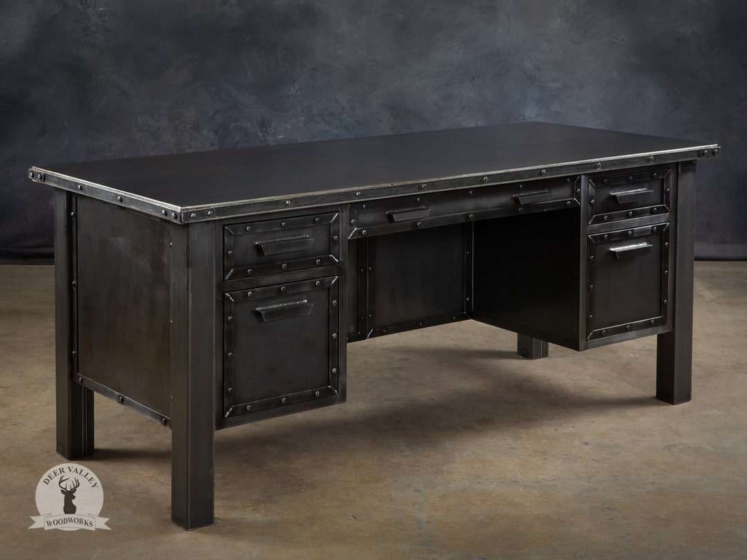 Industrial Modern Executive Desk Modern Steel Desk Vintage Industrial Desk Work Desk Home Office ...