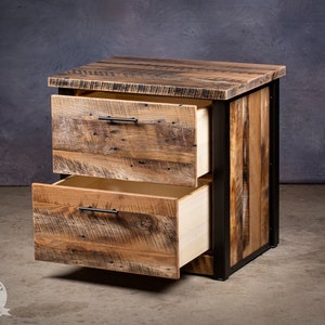 Rustic 2 Drawer Wood File Cabinet, Reclaimed Wood Office File Cabinet ...