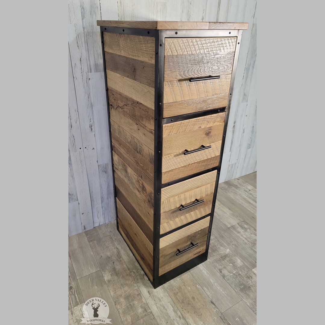 Reclaimed Wood File Cabinet Barnwood File Drawers Rustic Office Cabinet ...
