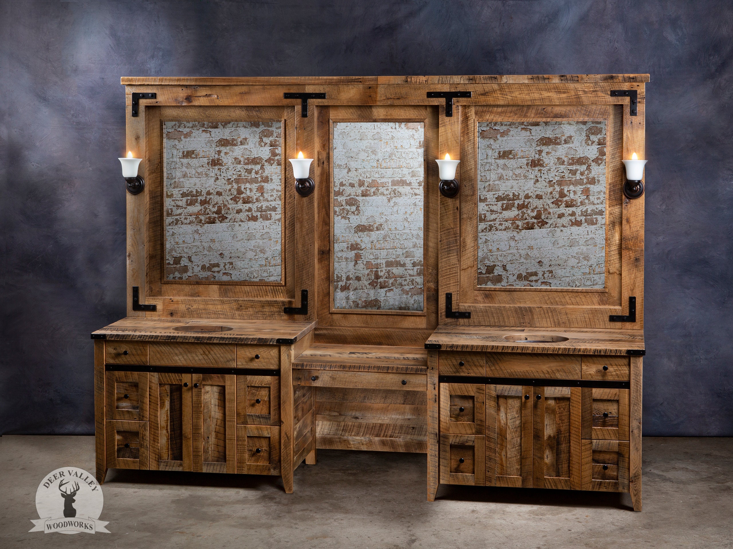 Natural wood makeup vanity store