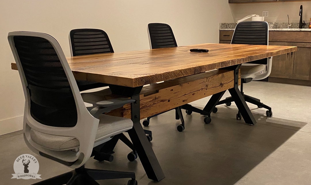 Industrial Executive Reclaimed Wood Conference Table, Barnwood Table ...