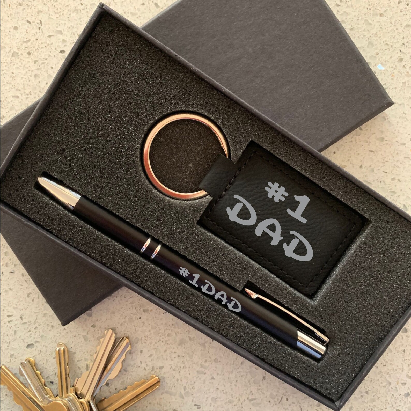 Fathers Day Pen and Keyring Gift Set Personalised Laser - Etsy