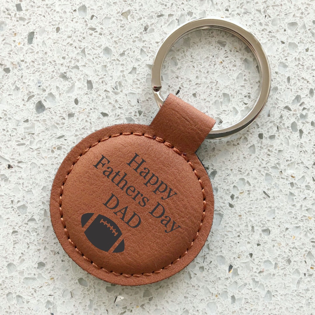 Fathers Day Leatherette Keyring Personalised Laser Engraved - Happy ...