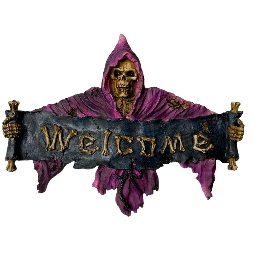 GRIM REAPER WELCOME Plaque | for Halloween or Everyday. Skeleton Chic ...