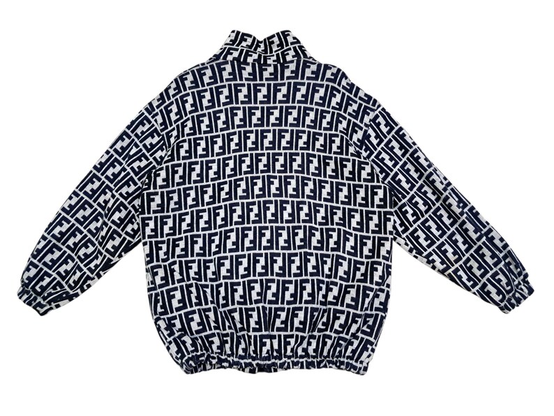 Vintage FENDI ZUCCA Monogram Windbreaker Jacket Black and White Color ...