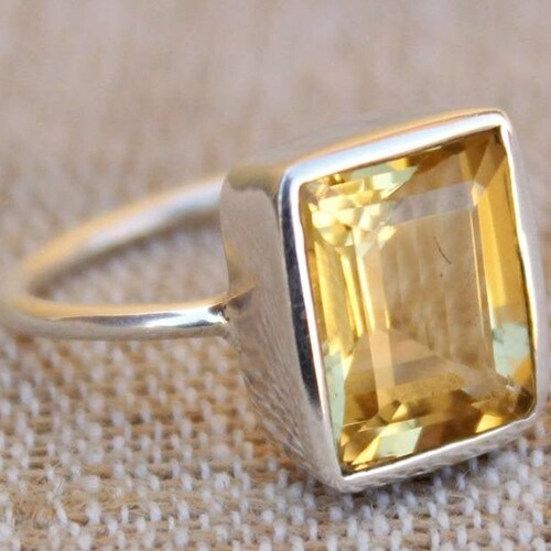 Citrine Natural Gemstone 925 Sterling Silver Ring - Etsy