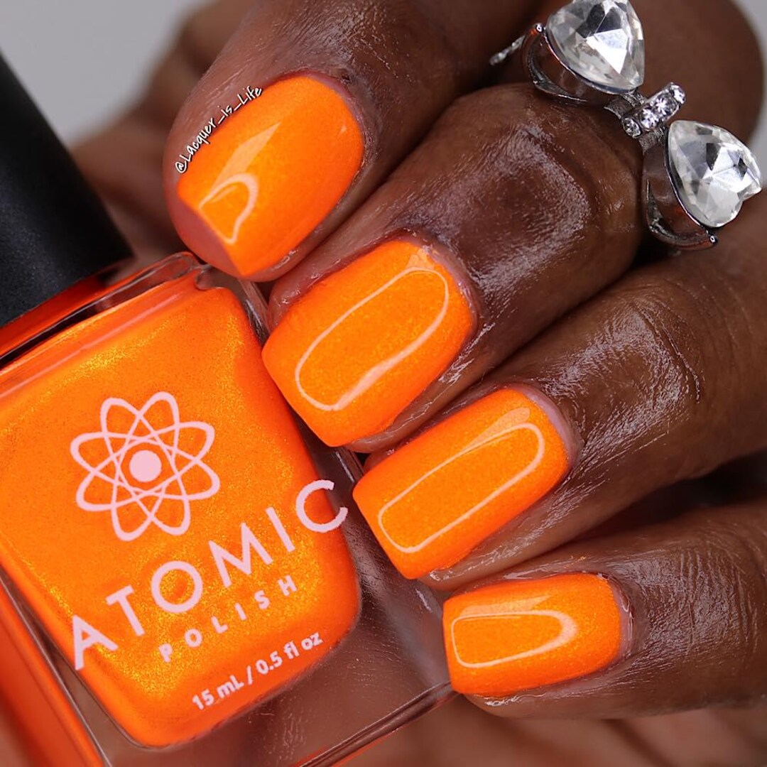 Plutonium (pu) - Neon Orange Nail Polish - Shimmer Lacquer - Vegan ...