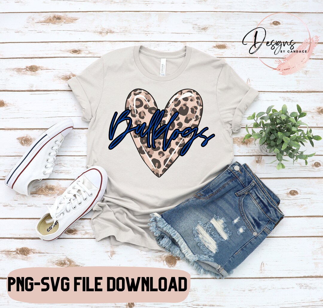 Leopard Heart Bulldogs School Mascot Svg Teacher Bulldog - Etsy