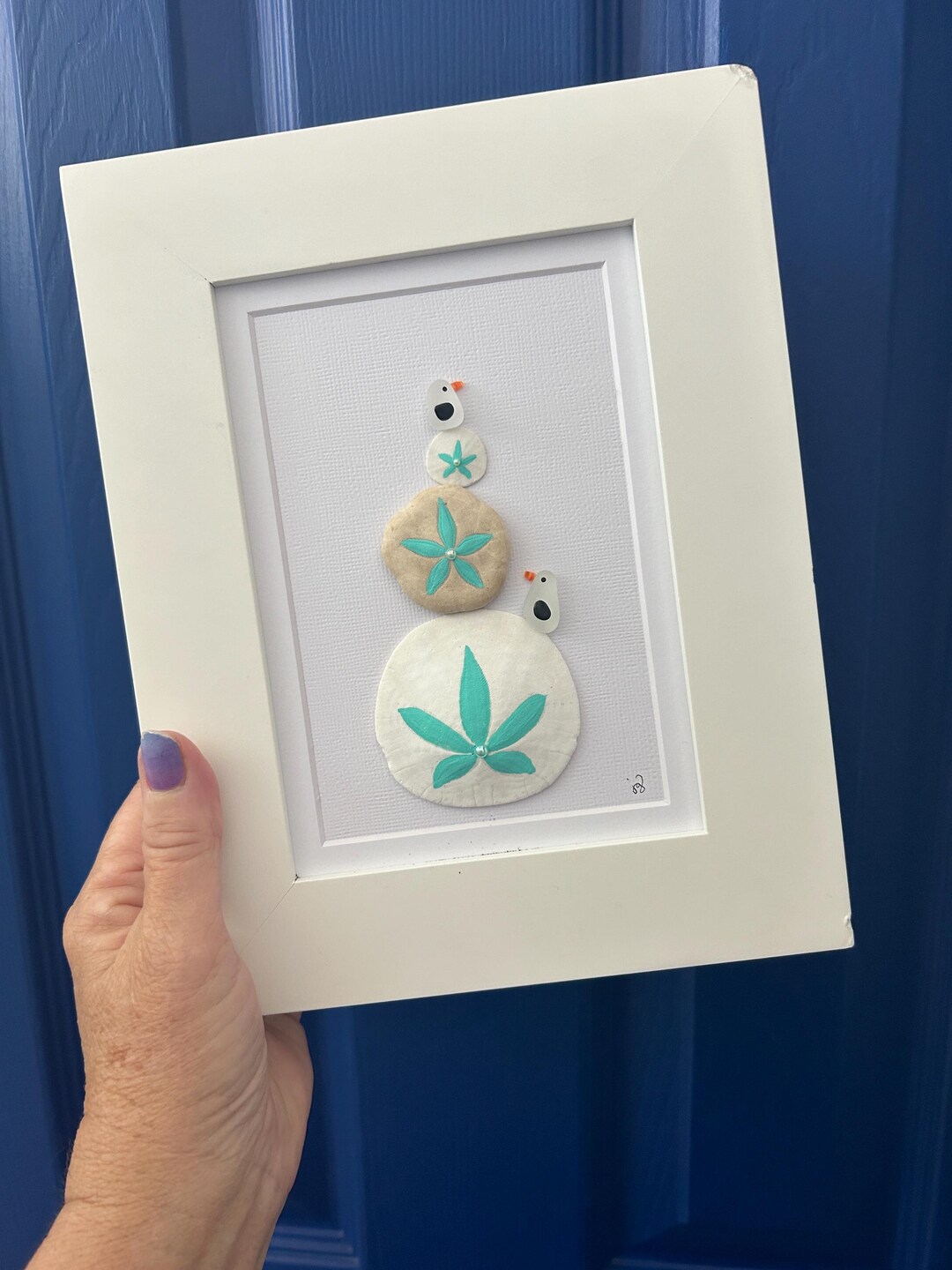 Sand Dollars Sea Glass Artwork Beach Decor Coastal Decor Seagull Art ...