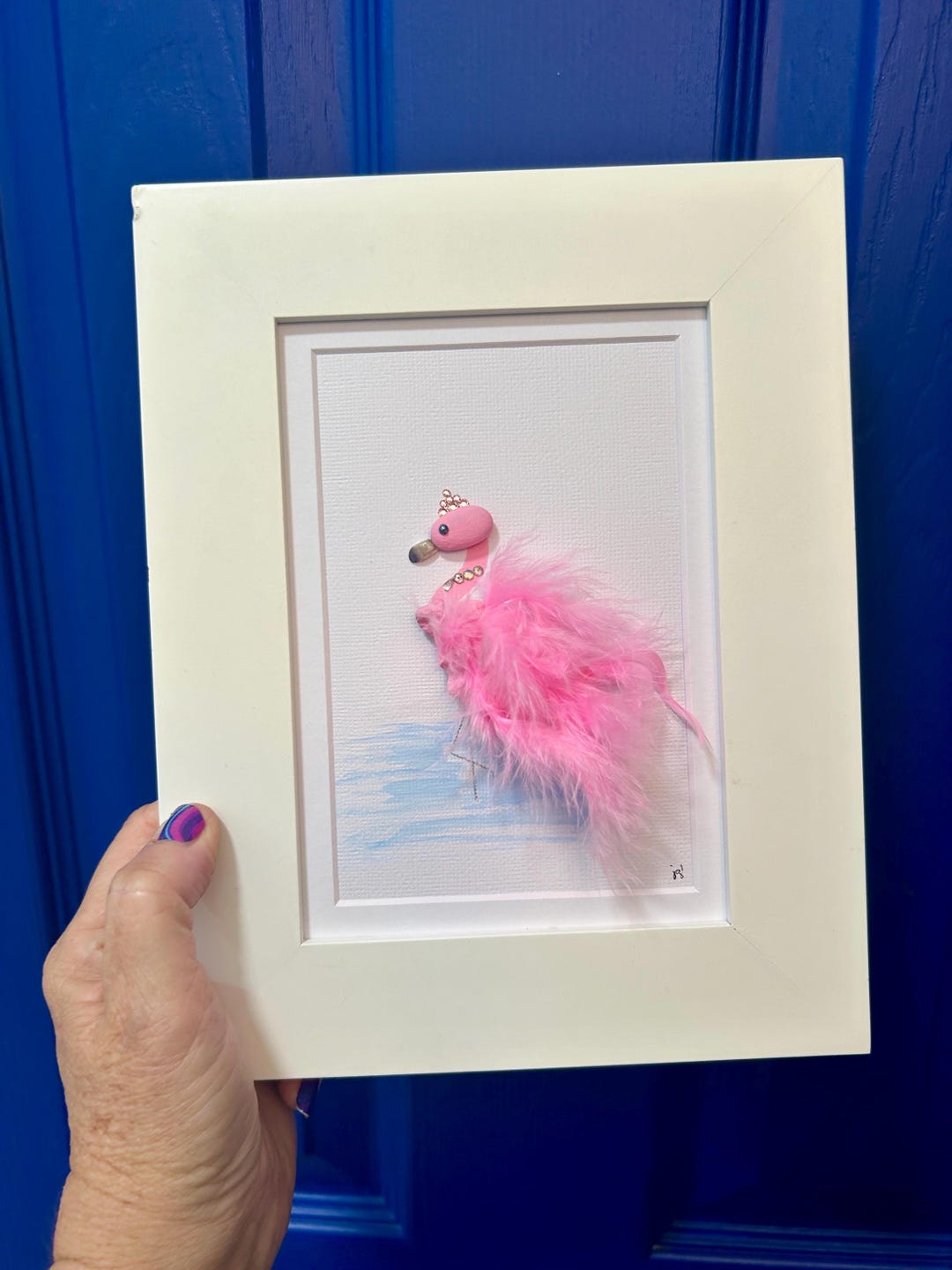 Flamingo Artwork, Feather Boa, Hot Pink Flamingo, Gift for Flamingo ...