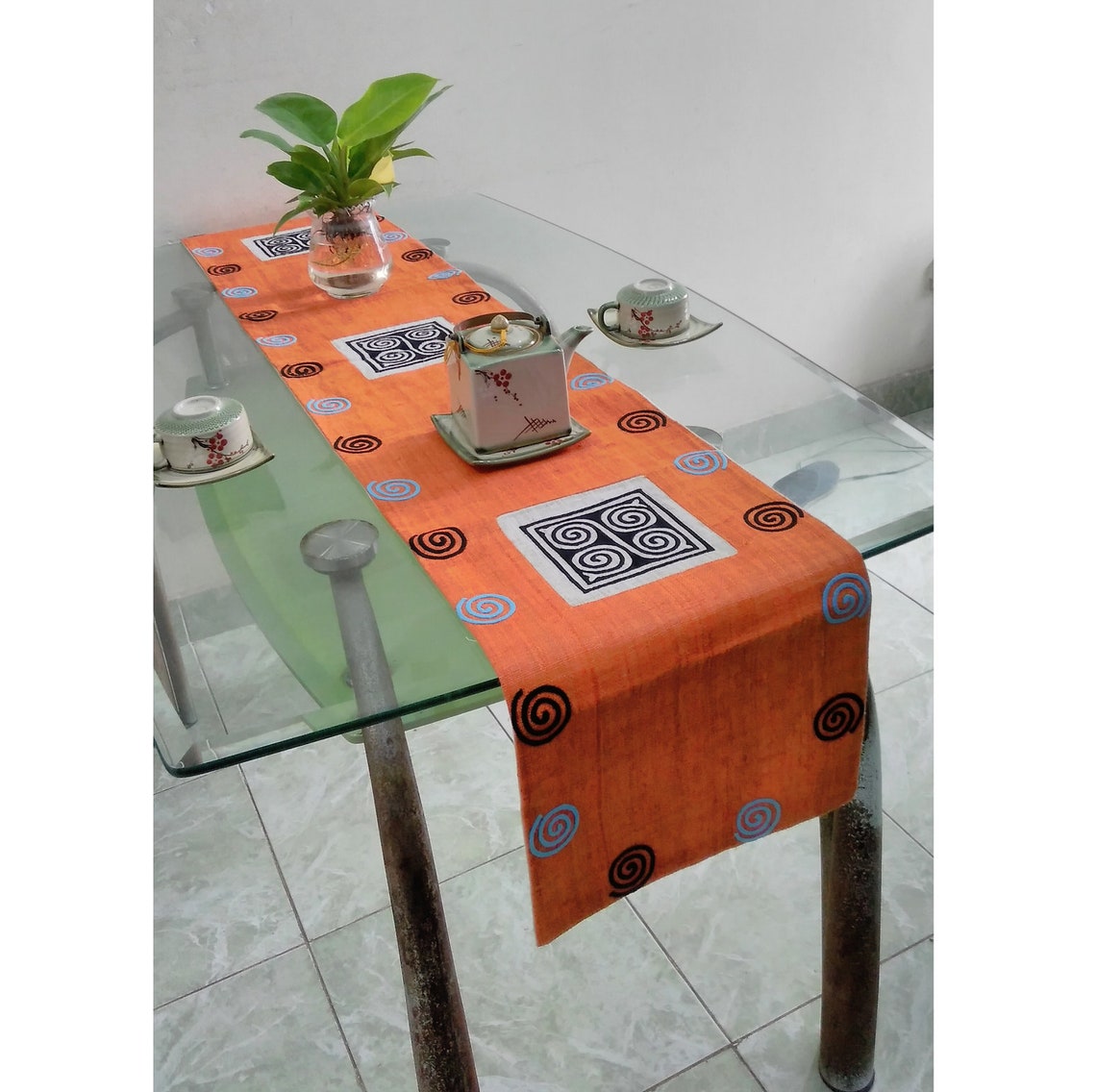 Unique Hemp Table Runner Hmong Hand-woven Dyed With Leaves and - Etsy