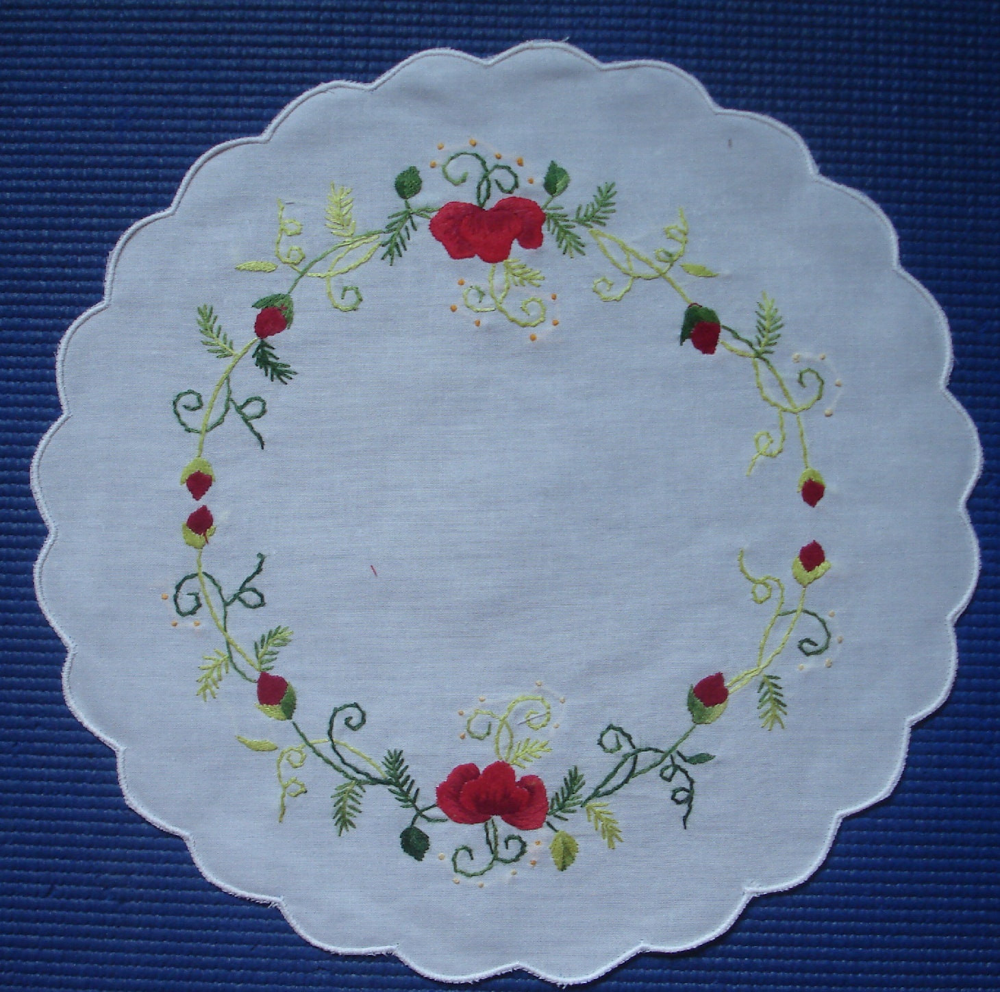 Hand Embroidered Coasters Set 6 Coasters Diameters 11 Cm and One Big ...