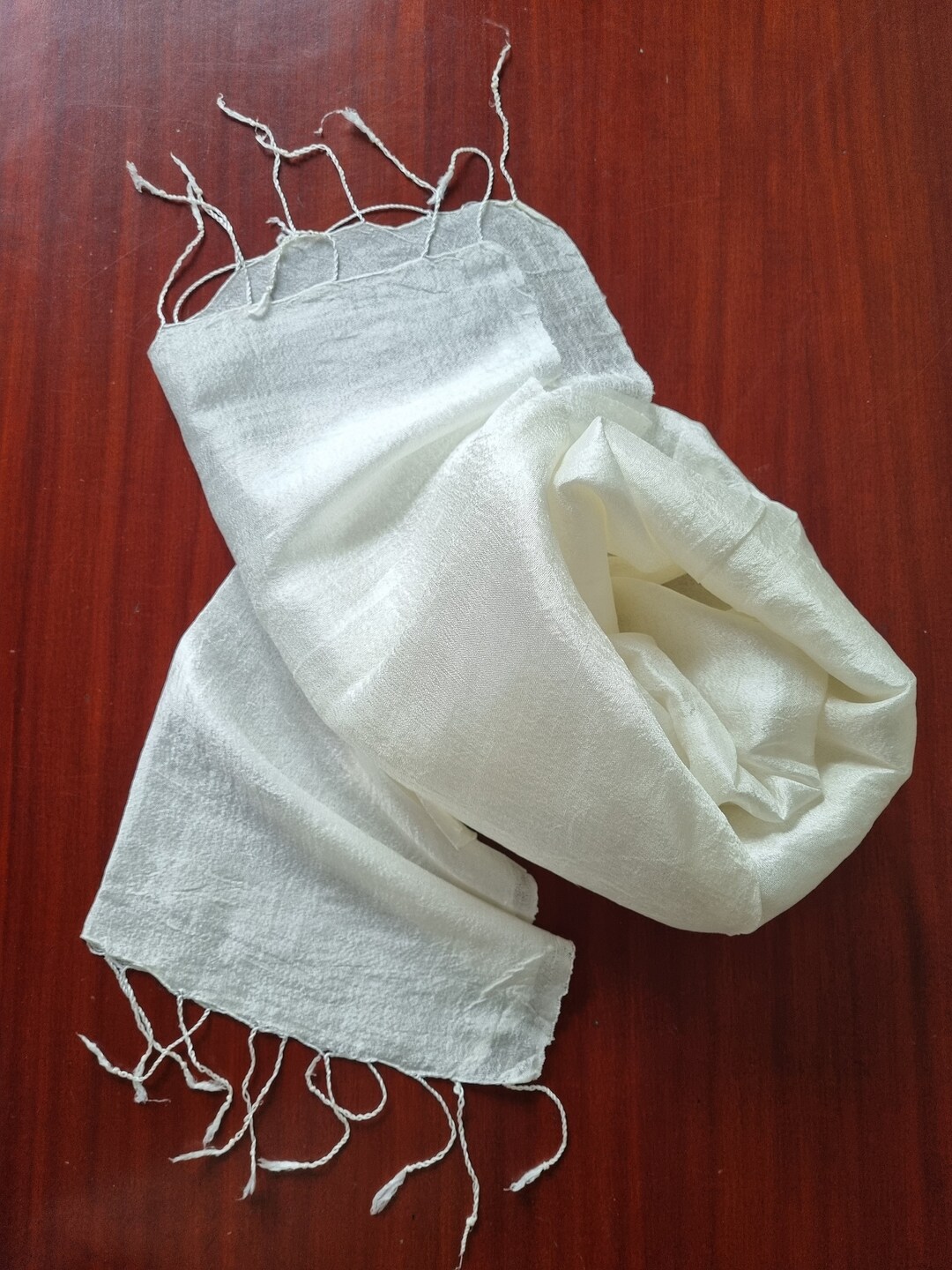 Pure White Silk Scarf Lightweight Long Wrap, Handwoven Silk Scarf ...