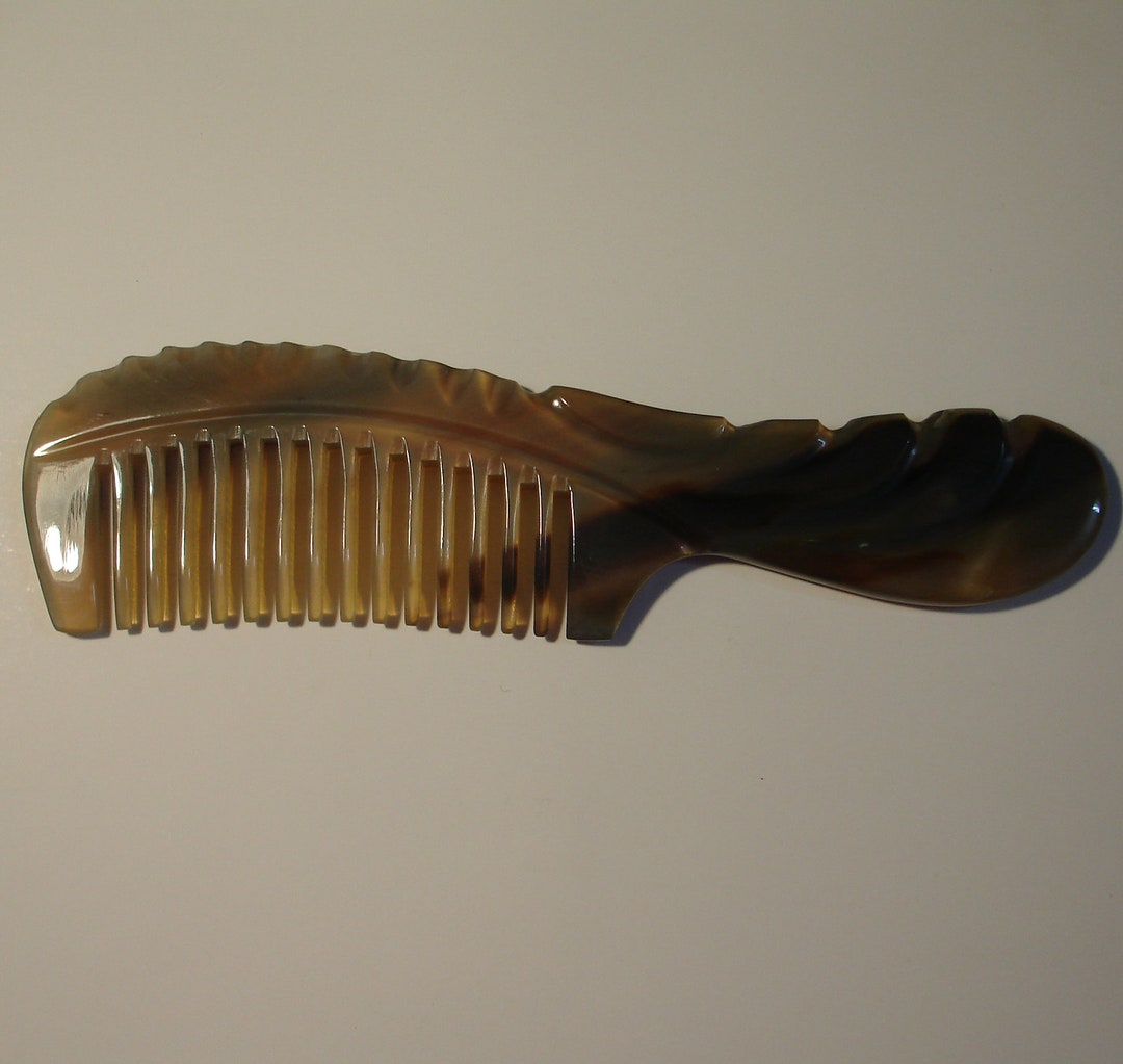 Curly-wavy Hair Buffalo Horn Comb. Smooth Wide Gap Tooth Anti Static ...