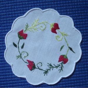Hand Embroidered Coasters- Set 6 Coasters Diameters 11 Cm and One Big ...