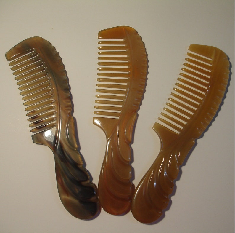 Curly-wavy Hair Buffalo Horn Comb. Smooth Wide Gap Tooth Anti - Etsy
