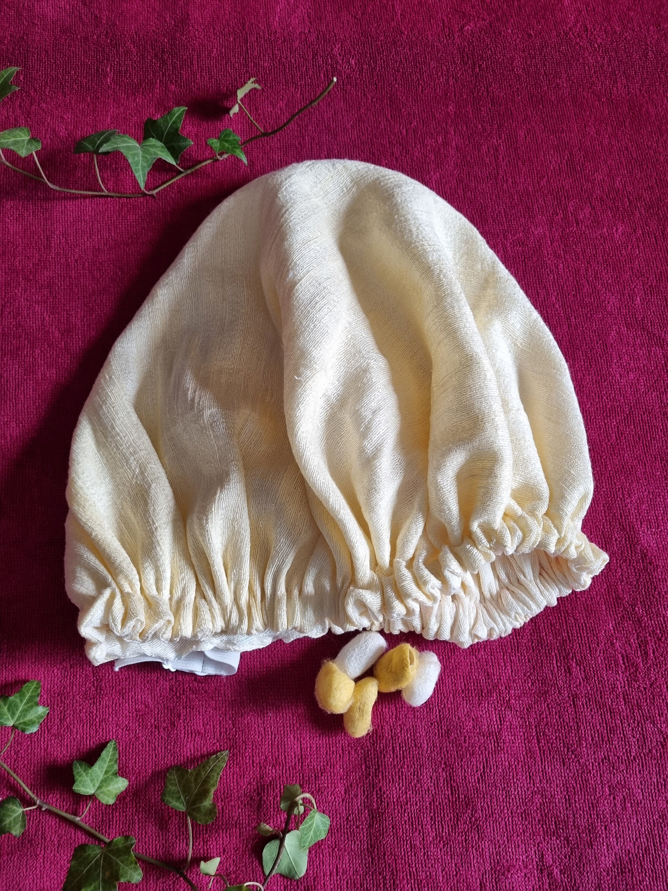 100% Mulberry Raw Silk Sleep Bonnet, Organic Adjustable Double Layer ...